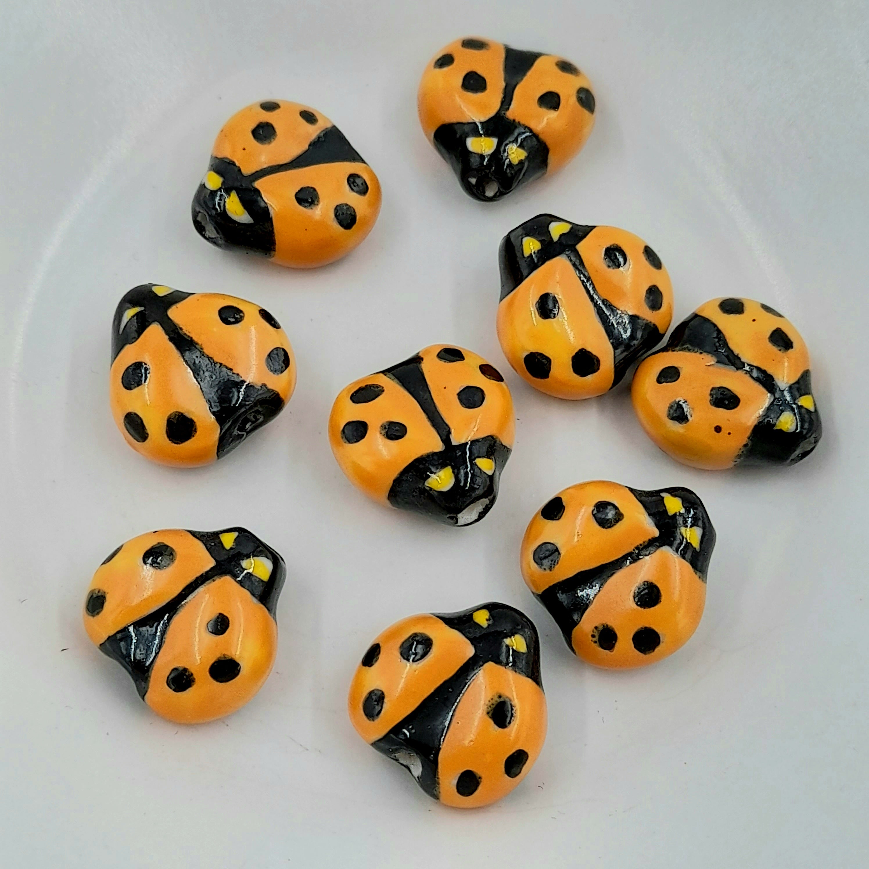 14mm Ceramic Ladybird Bead Orange | Beadazzle NZ