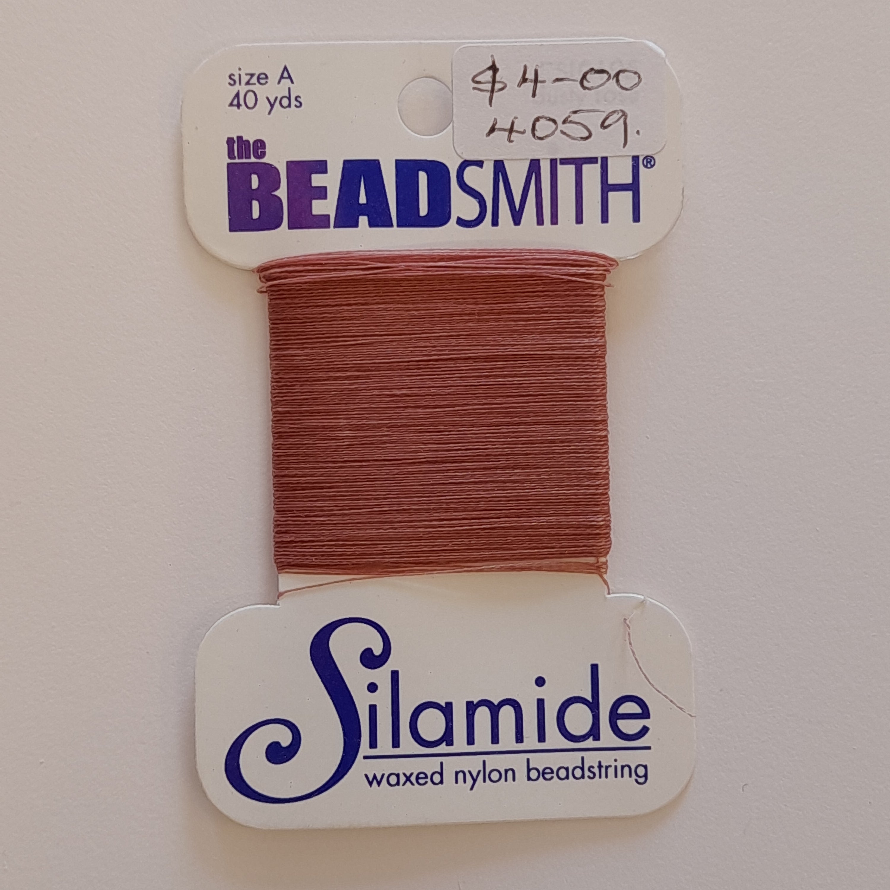 Silamide Waxed Nylon Beadstring 40 Yards (36.6m) Dusty Rose | Beadazzle NZ