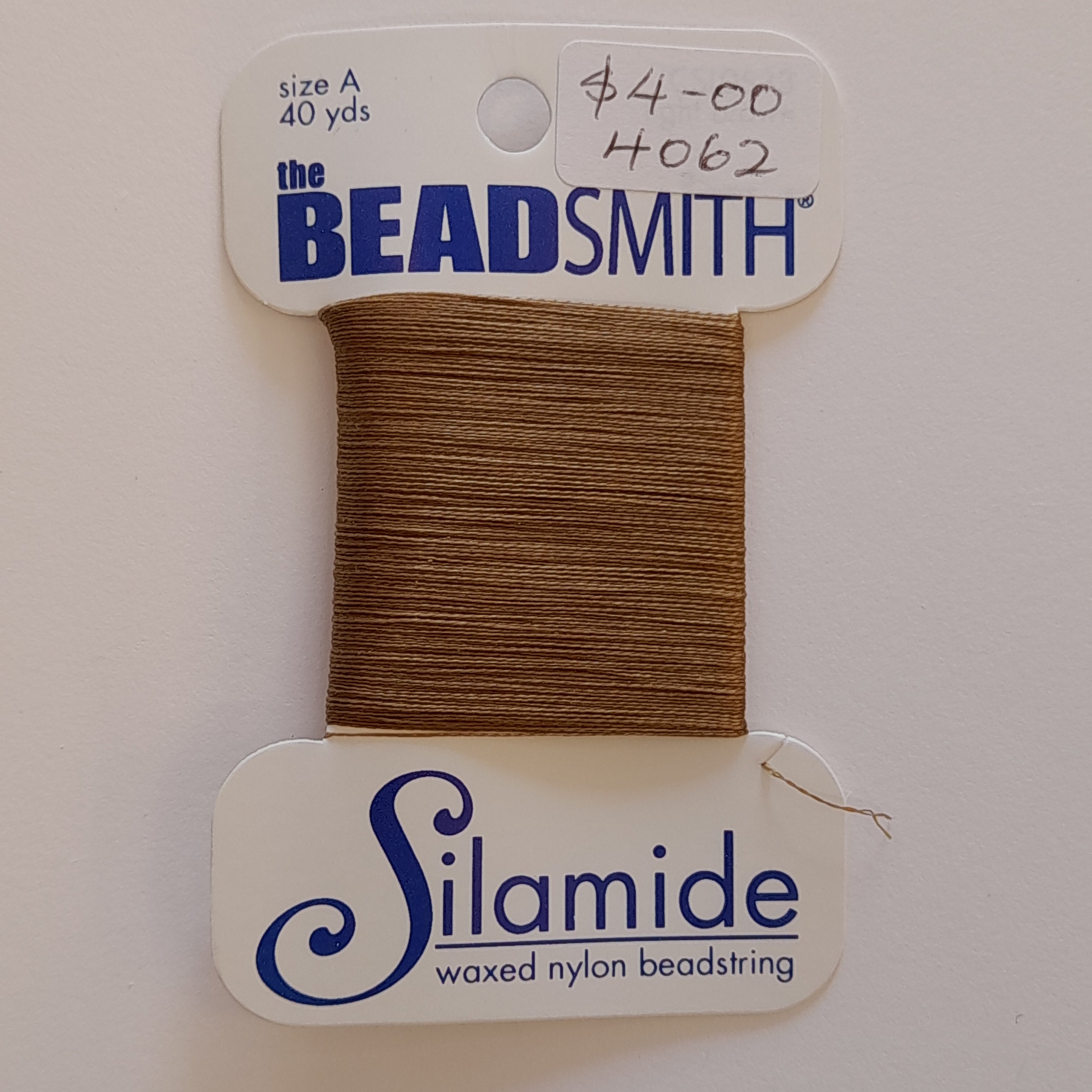 Silamide Waxed Nylon Beadstring 40 Yards (36.6m) Light Brown | Beadazzle NZ