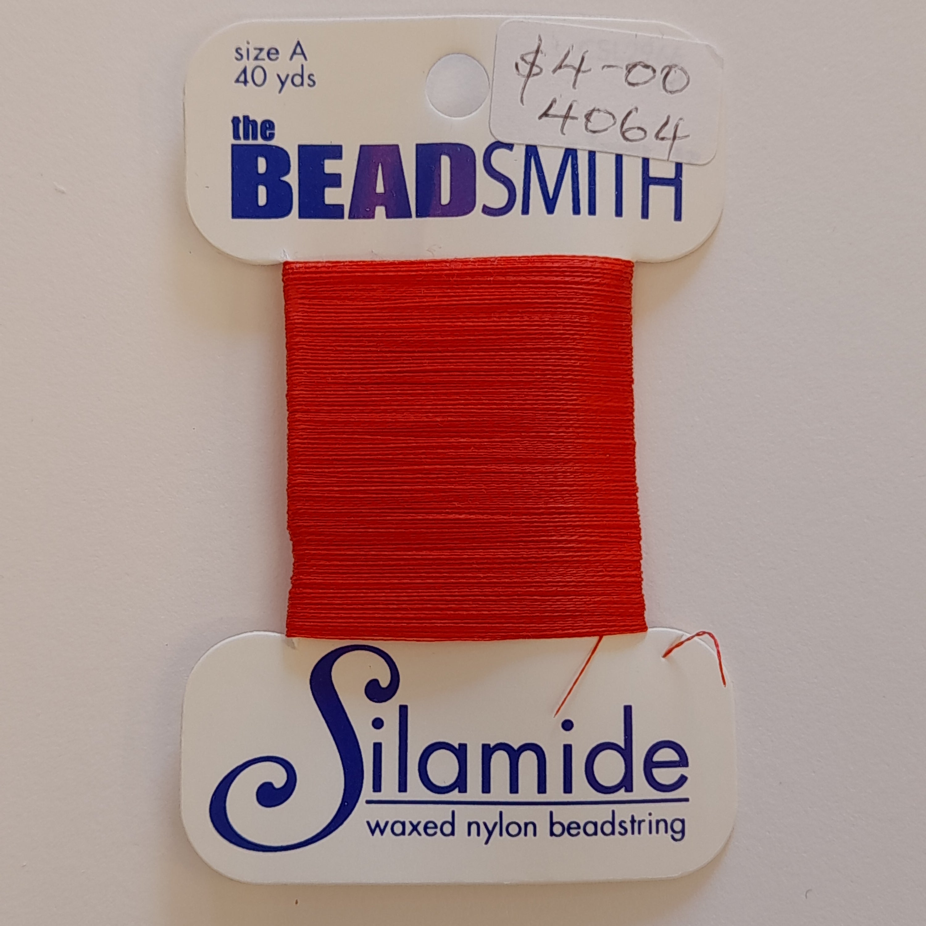 Silamide Waxed Nylon Beadstring 40 Yards (36.6m) Red | Beadazzle NZ