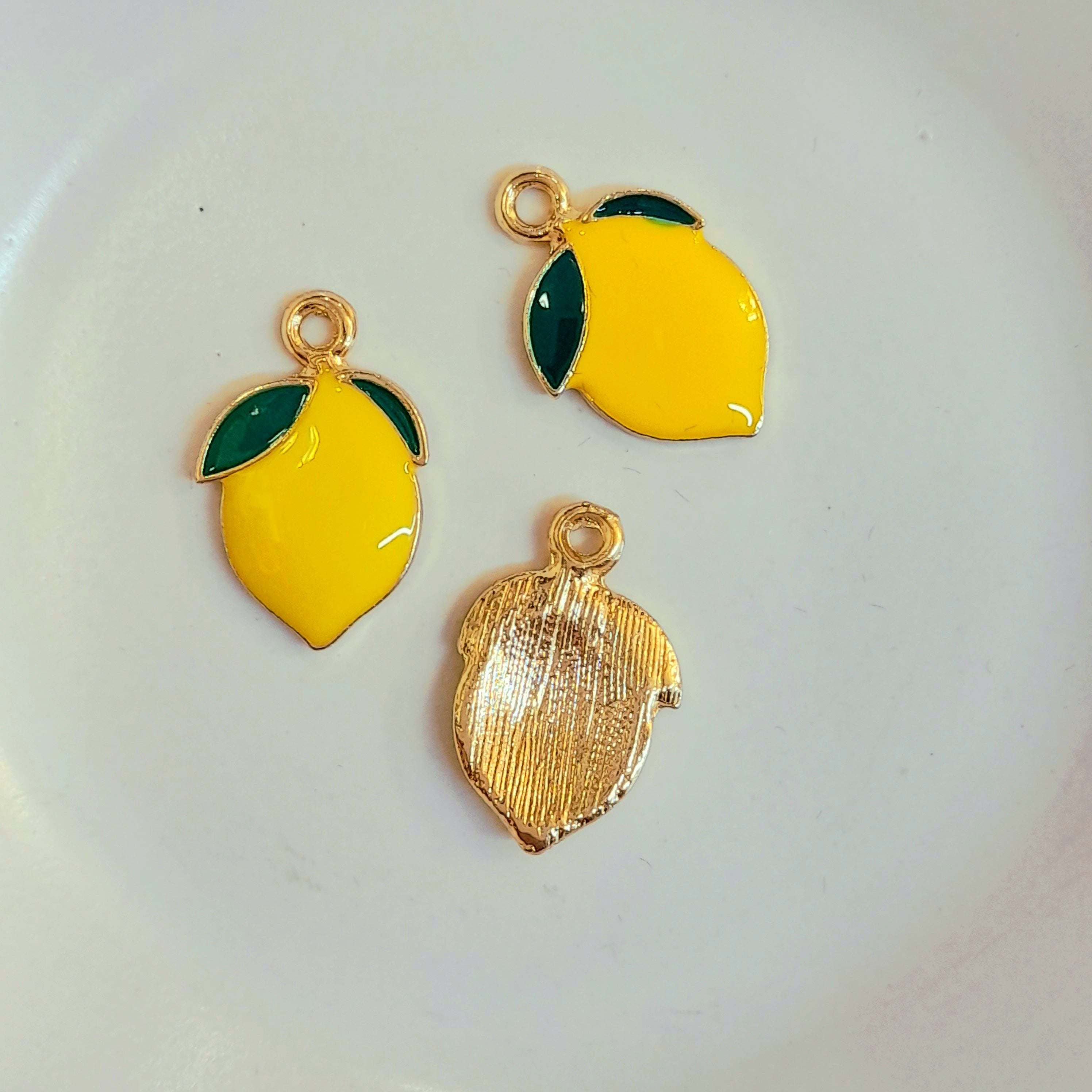 Charm-Gold Enamel Lemon | Beadazzle NZ